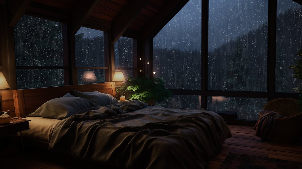 Heavy Rain & Powerful Thunderstorm Sounds On Window at Midnight for ...