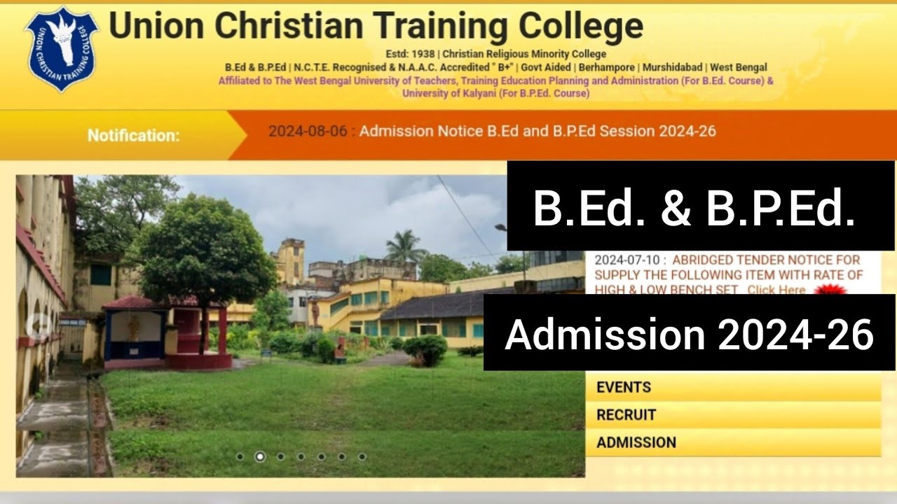 UCTC B.Ed Admission 2024-26 | Union Cristian Training College Admission ...