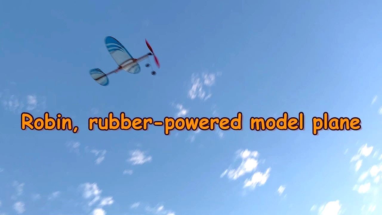 Rubber powered model plane Robin, 13" wingspan - YouTube