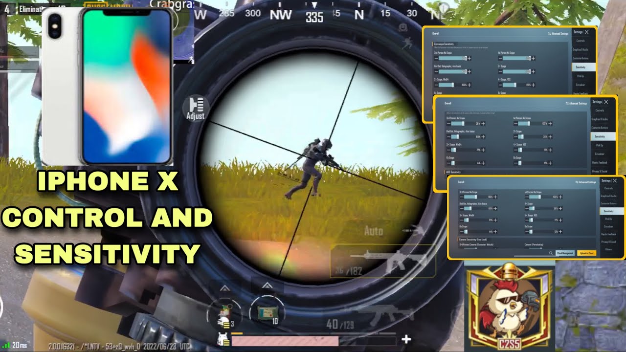 IPHONE X CONTROL AND SENSITIVITY | 4finger full gyro |PUBG #5 Raith ...
