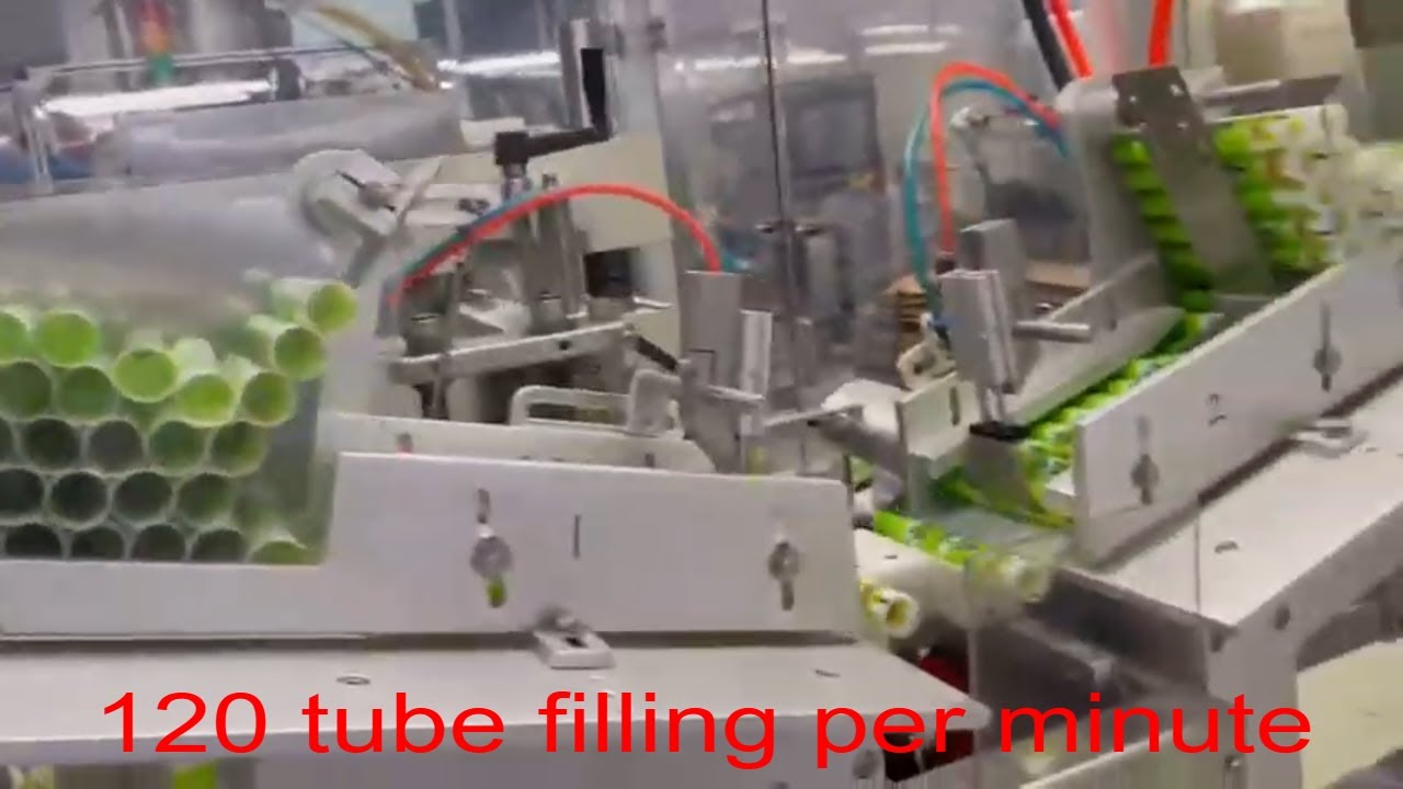 Double linear head tube filling machine filling machine 120 tubes ...