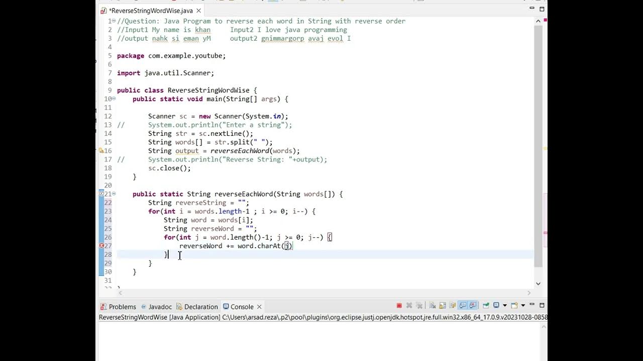 Reverse a string word by word in reverse order. - YouTube