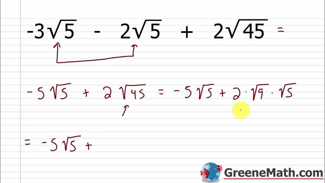 Algebra 1 Lesson #55 How to Add and Subtract Square Roots | What are Like Radicals - YouTube