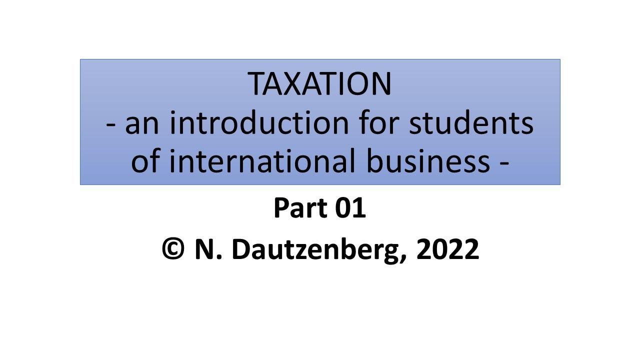 Taxation - a lecture for students of business administration and ...