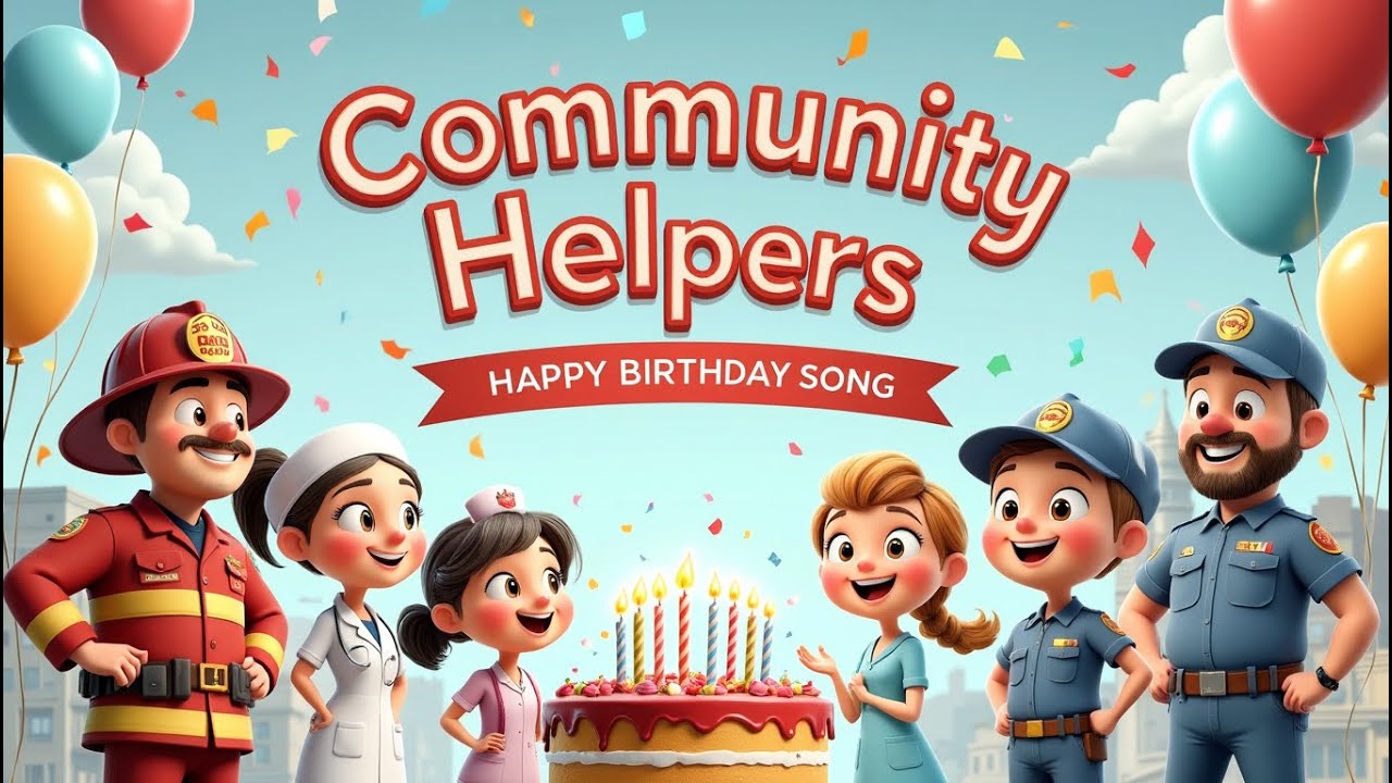 Community Helpers Happy Birthday Song | Fun Animated Kids Song ...