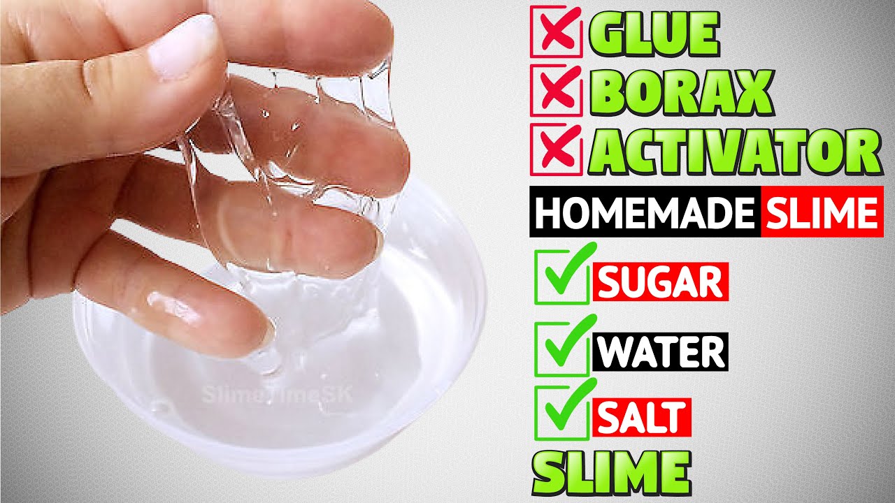 HOW TO MAKE A NO BORAX,NO GLUE, SUGAR & SALT,WATER SLIME/HOMEMADE DIY ...