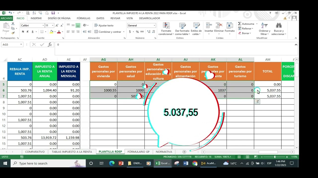 PLANTILLA RDEP E IMPUESTO A LA RENTA 2022 - YouTube