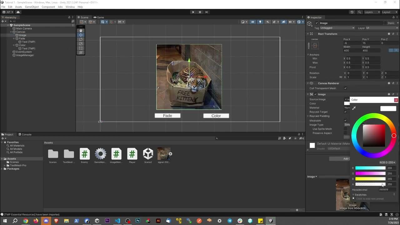 How To Fade An Image In Unity Via Script Code Apex Tutorials Gamedev Unity Csharp Coding
