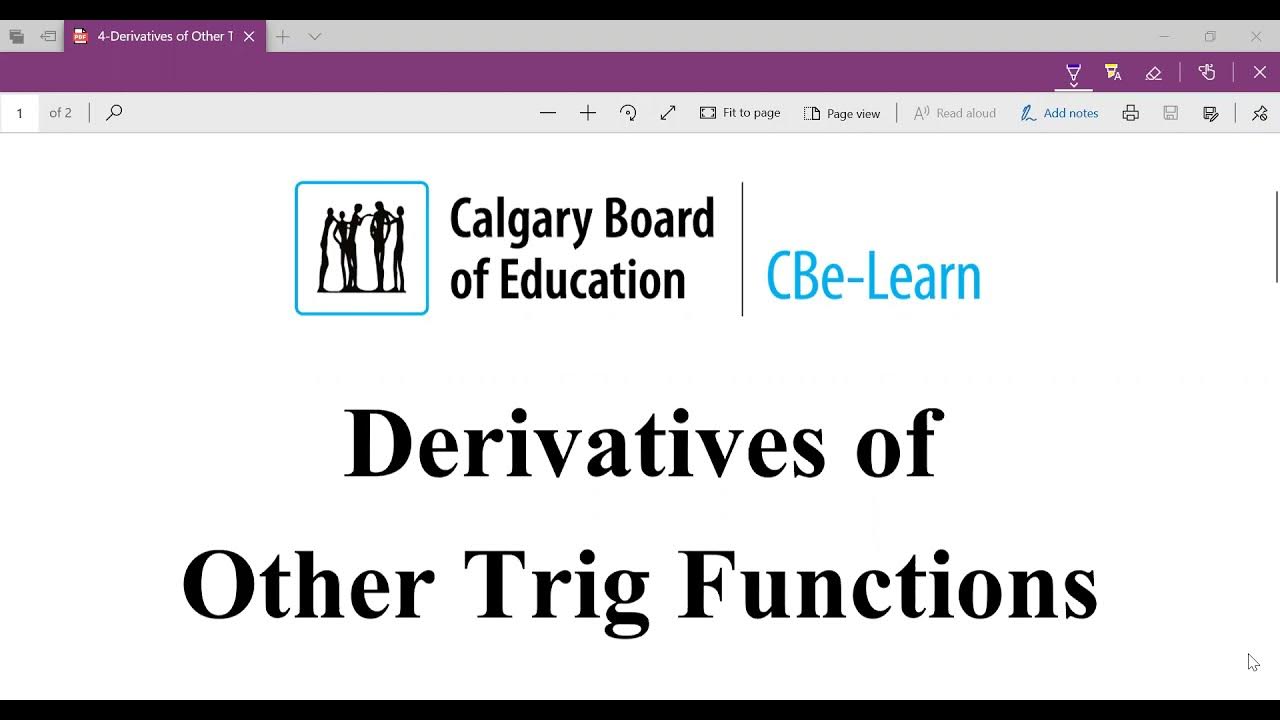4-Derivatives of Other Trig Functions - YouTube
