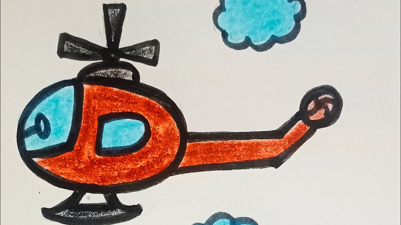 How to draw Helicopter 🚁#Easy to draw Helicopter with plastic crayons ...