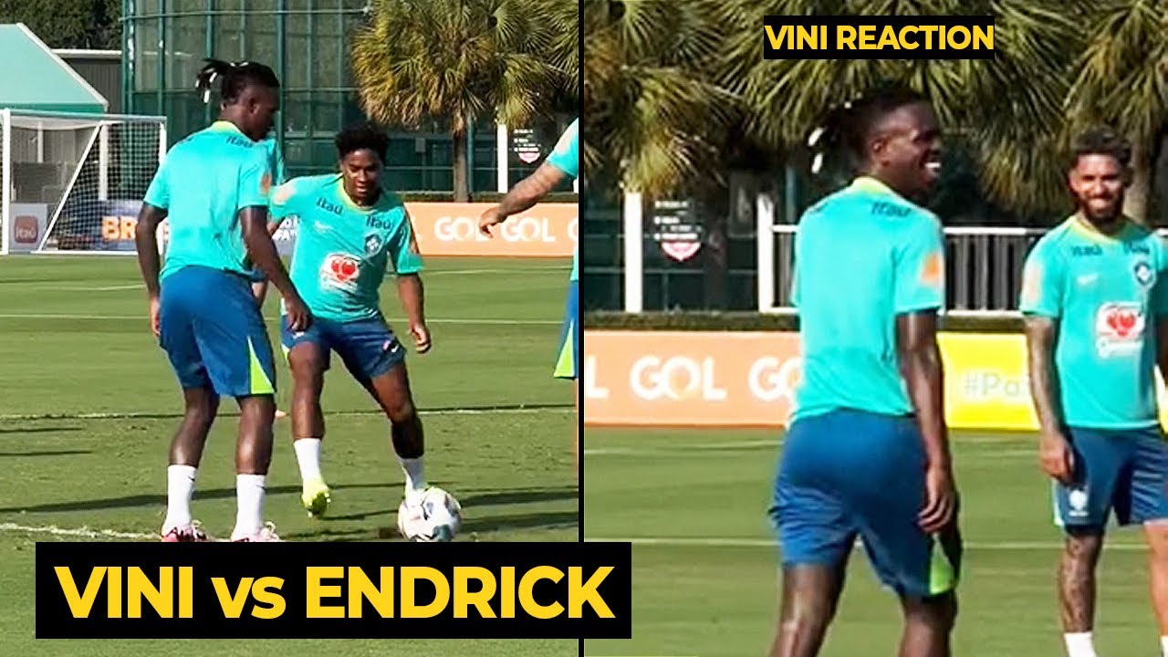 Vini Jr tried to troll Endrick during first training with Brazil ahead ...