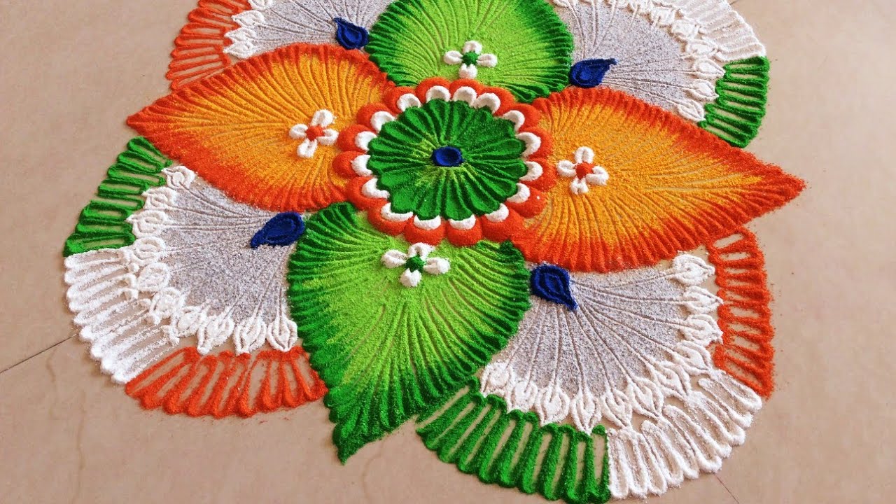 Independence day rangoli kolam | August 15 special rangoli स्वतंत्रता ...