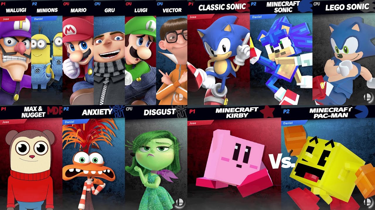 Team Mario vs Team Minions 2 | Disgust vs Anxiety vs Max Design Pro ...