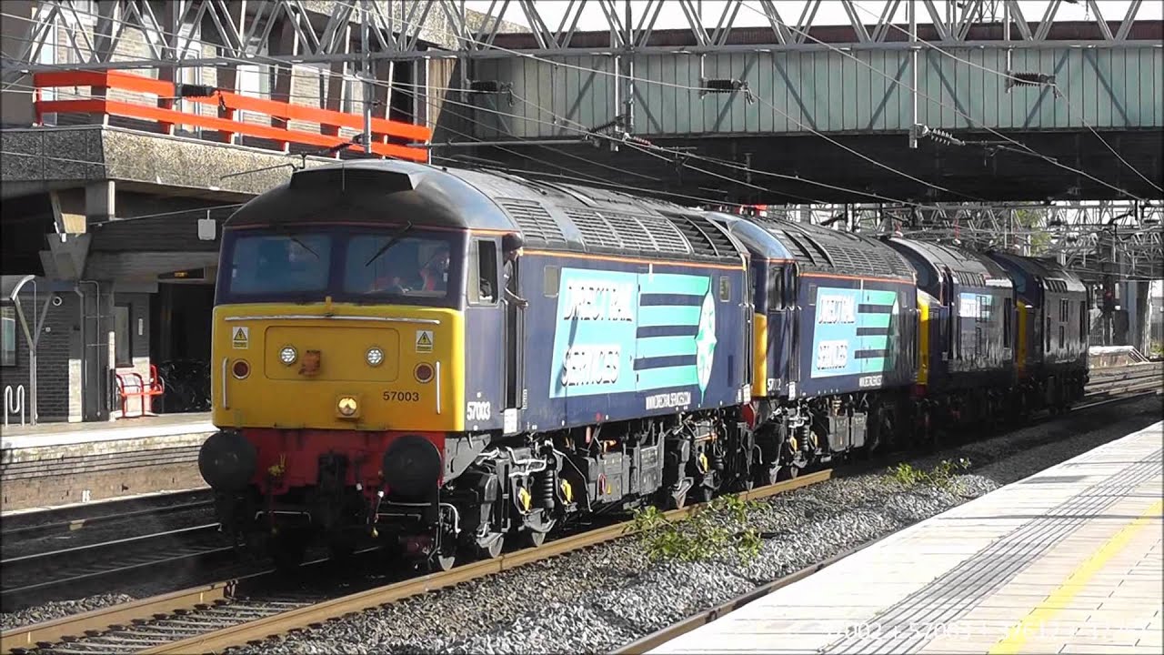 *REPAINT* DRS 57003 + 57002 + 37612 + 37261 on 0Z57 @ Stafford 28/10/11 ...