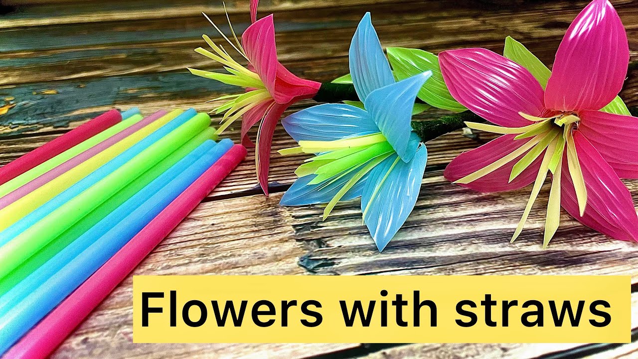 Flower with drinking straw|craft with straws|straw flowers easy|flower ...