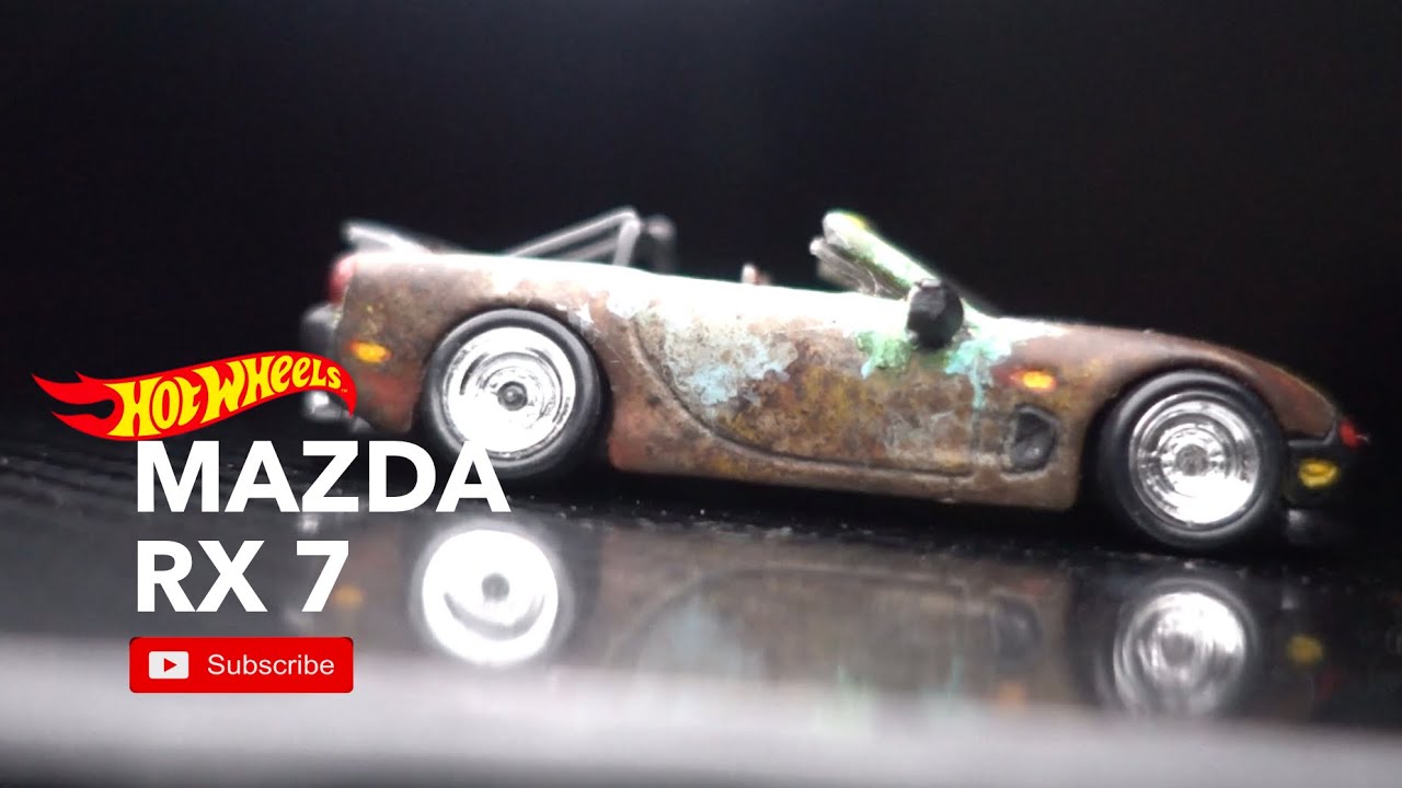 Custom Hot Wheels Mazda RX7 rust effect - YouTube