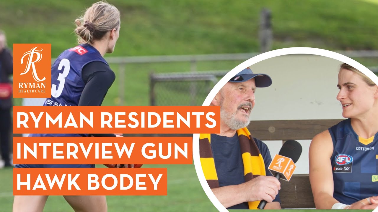 Ryman residents interview Hawks AFLW star Greta Bodey - YouTube