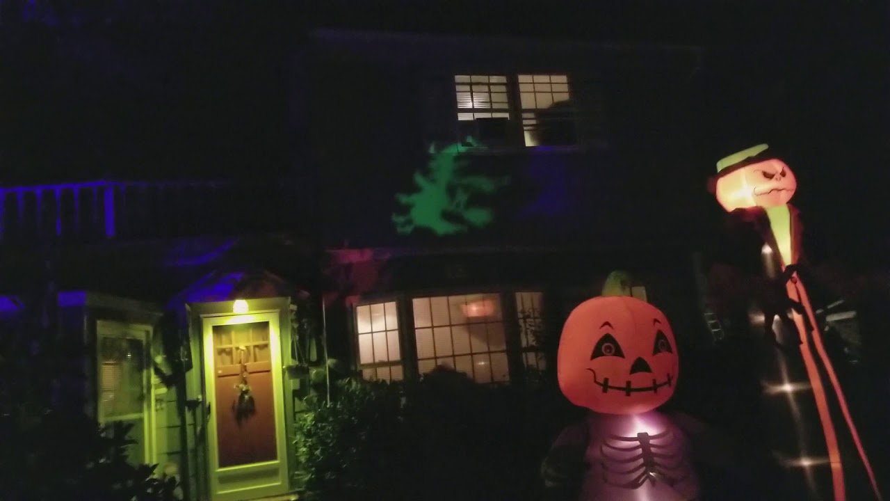 Halloween inflatable display at night - YouTube