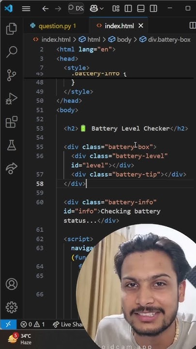 Javascript Project - Device Battery checker #programming#javascript #programmer@theakshattiwari ...