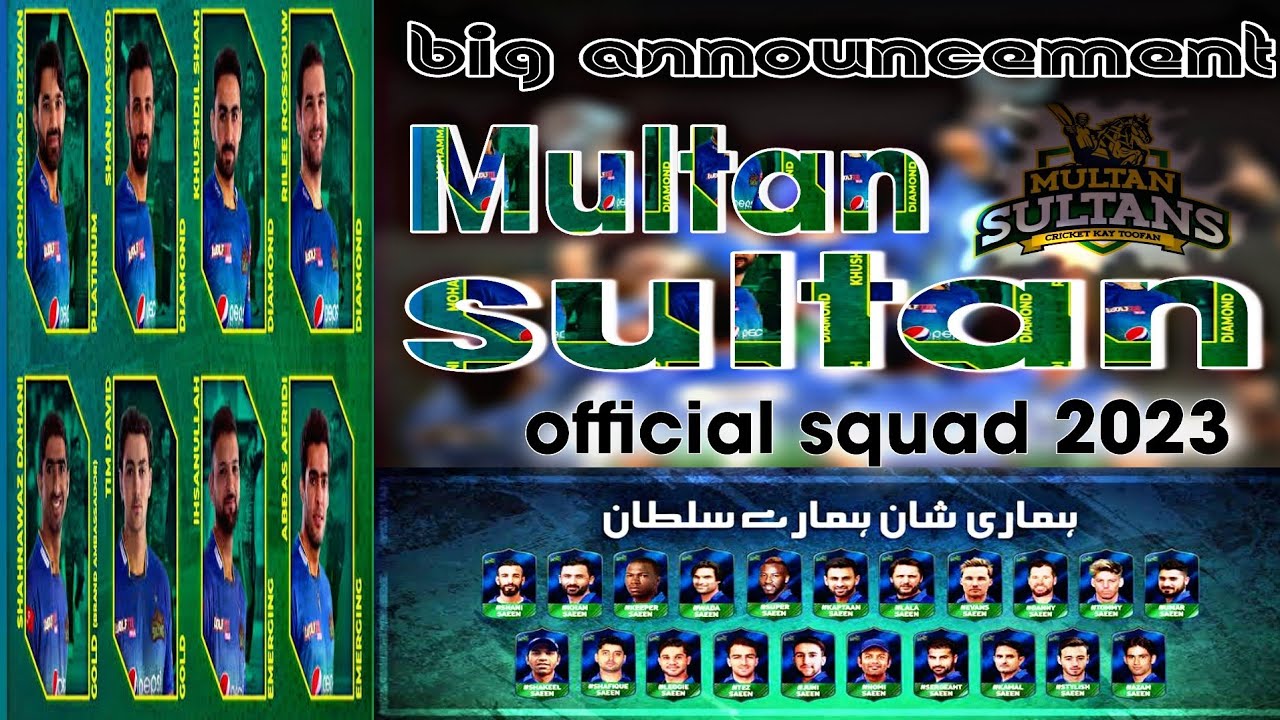 PSL 2023 Final Darft | Mltan Sultan Team squad |PSL 2023 |Pakistan ...