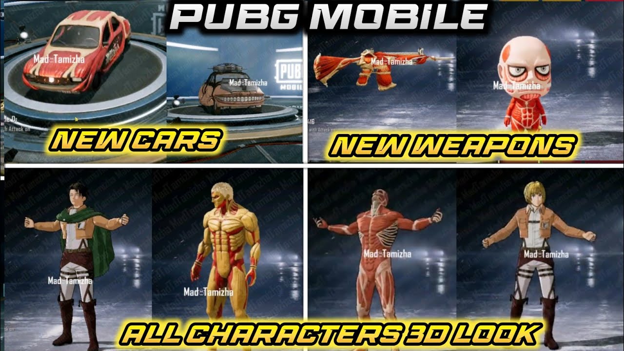 All 3D Looks & Rewards Leaked! Attack on Titan x PUBG Mobile ...