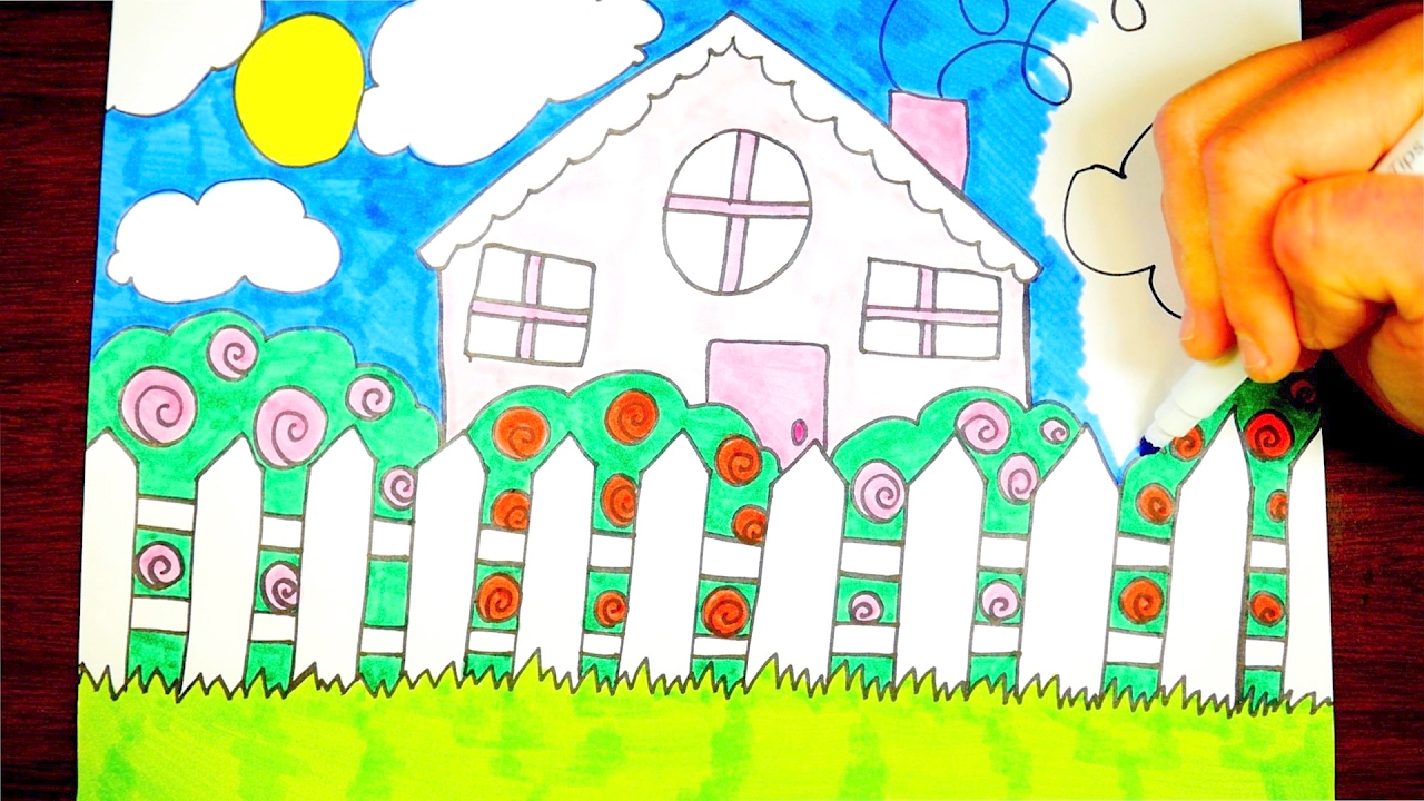 How To Draw A Cottage ~ Kids Learning Video - YouTube