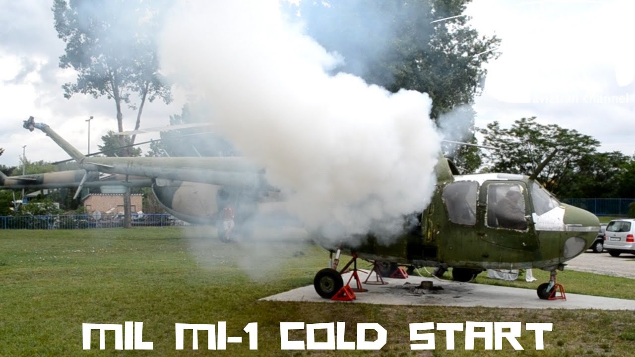Mil Mi-1 helicopter cold start - YouTube