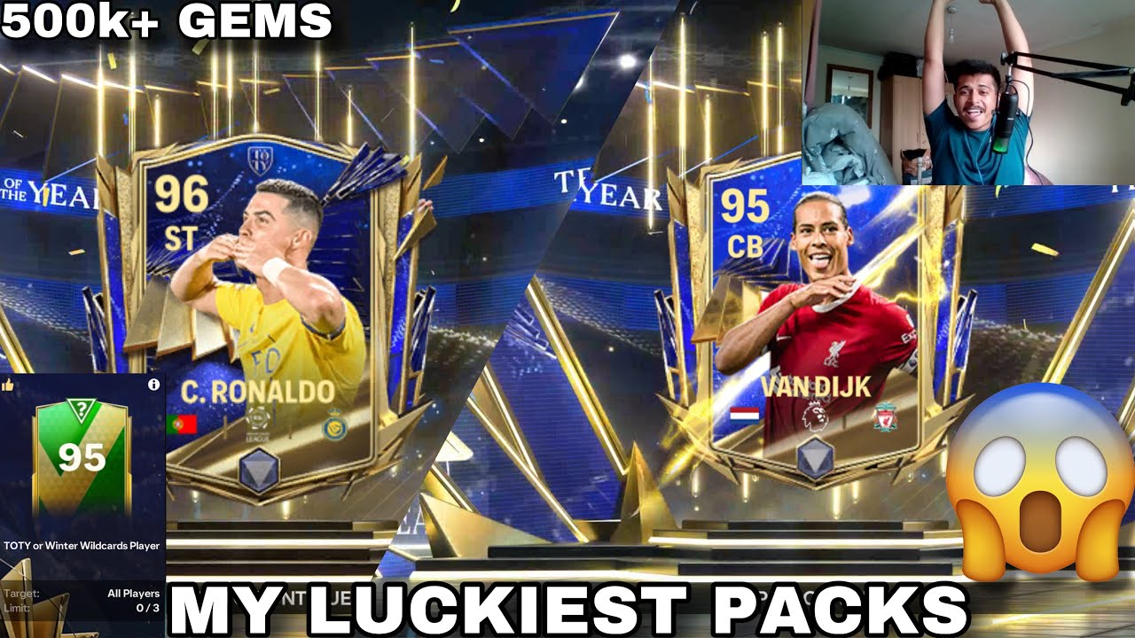 MY LUCKIEST TOTY PACKS IN FC MOBILE | 500k+ gems | INSANE TOTY WALKOUTS ...