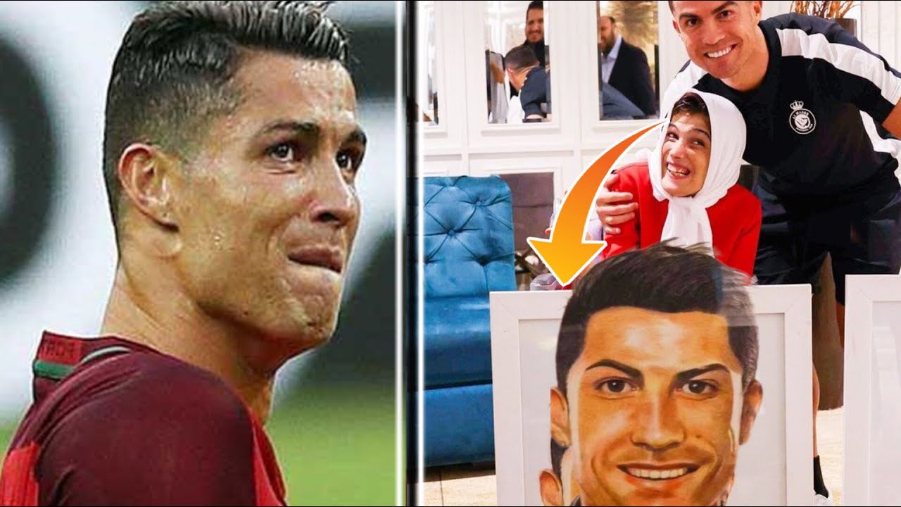 Ronaldo crying after meeting a disabled girl (painter) - YouTube
