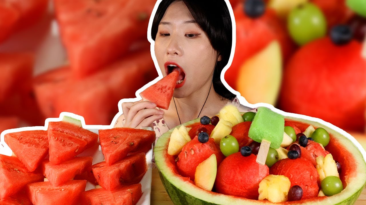 Mukbang)SUB/Ariel channel/Watermelon Platter/Asmr sounds - YouTube