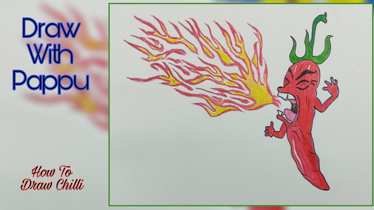 How to Draw a Fire Chilli Step by Step For Kids/Beginners - YouTube