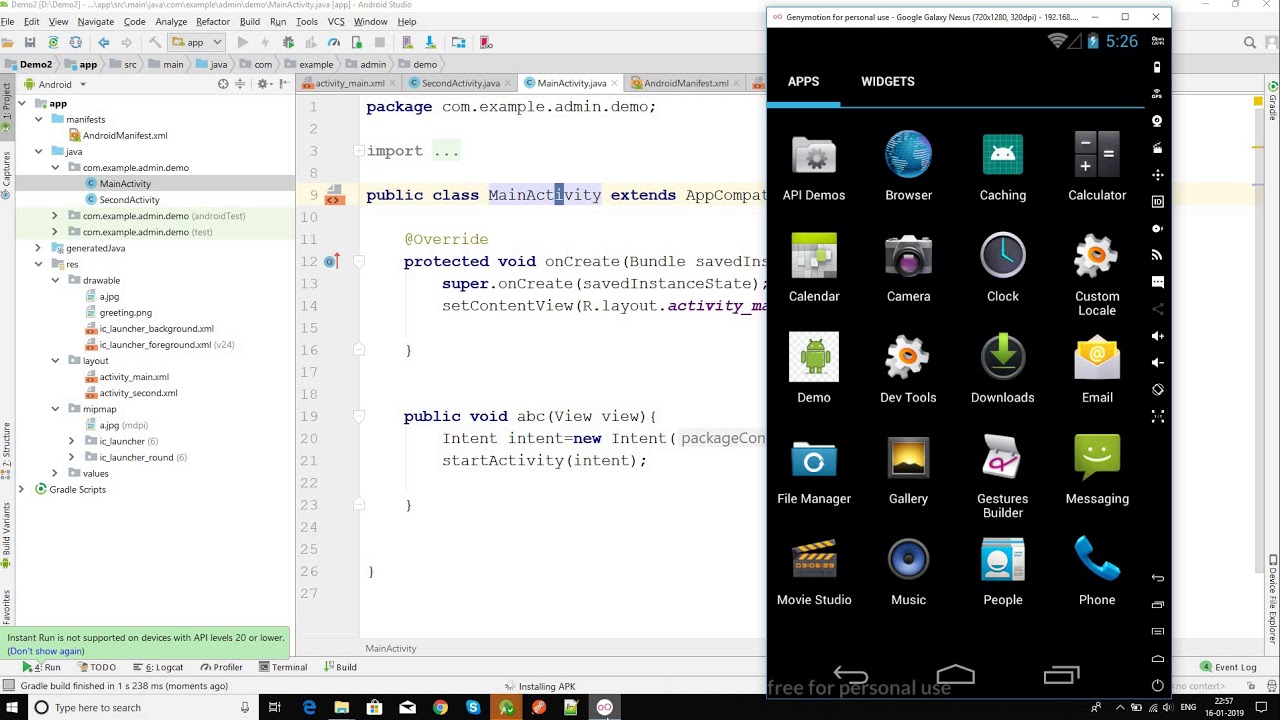 Intent in android studio in english part 6(E) - YouTube