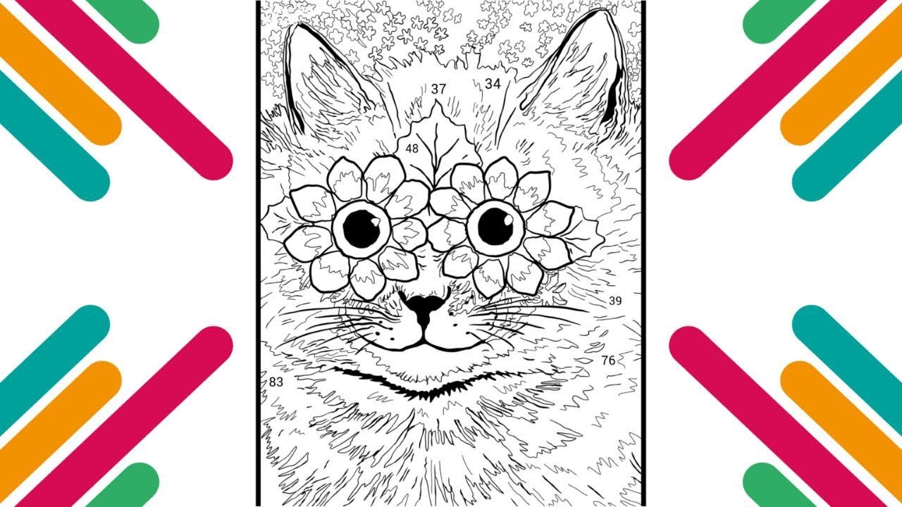 Louis Wain’s Flower Cat Coloring Pages By Numbers - YouTube