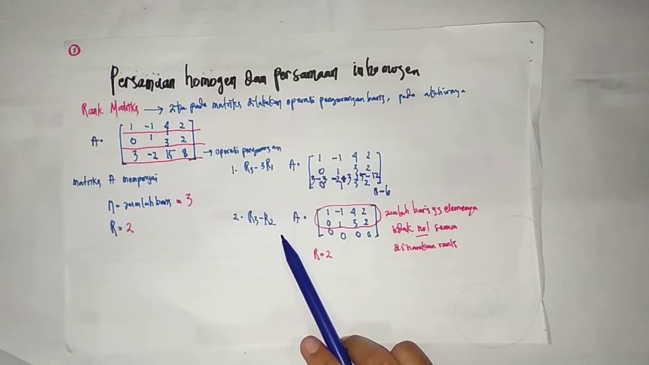 [[FisMat]] Rank Matriks pada Persamaan Homogen dan Inhomogen - YouTube