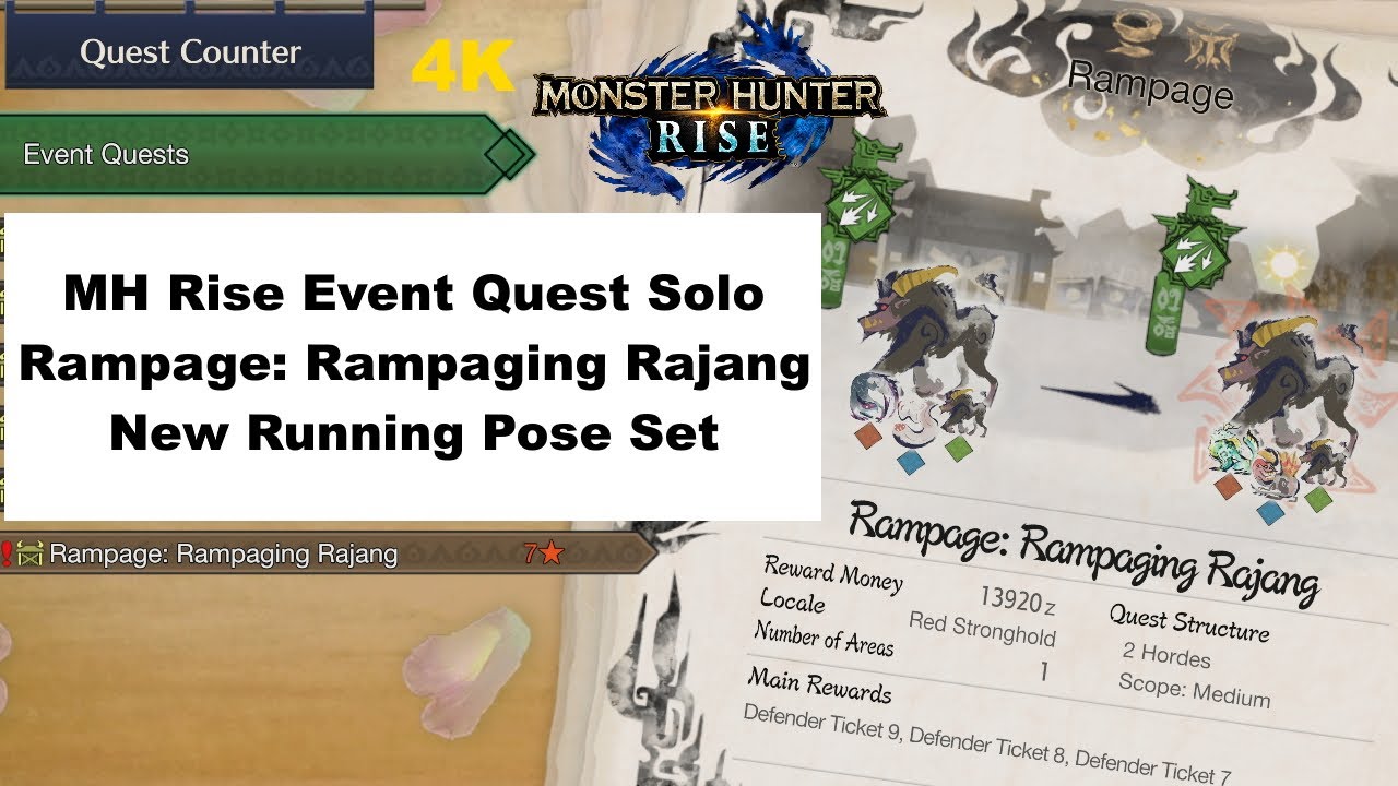 MH Rise Event Quest Solo - Rampage: Rampaging Rajang (New Running Pose ...