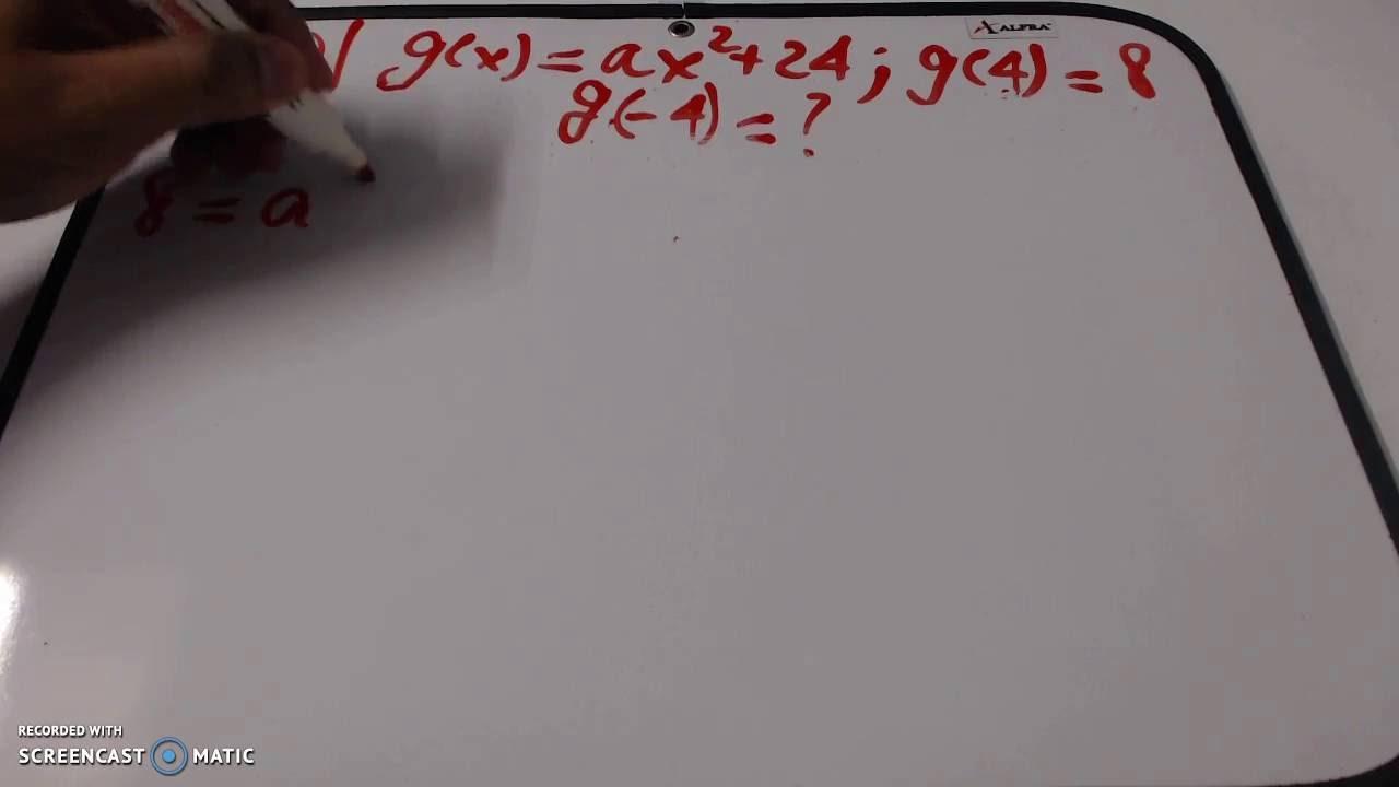 New SAT Math. For g(x)=ax^2+24, find g( -4). LONG WAY. - YouTube