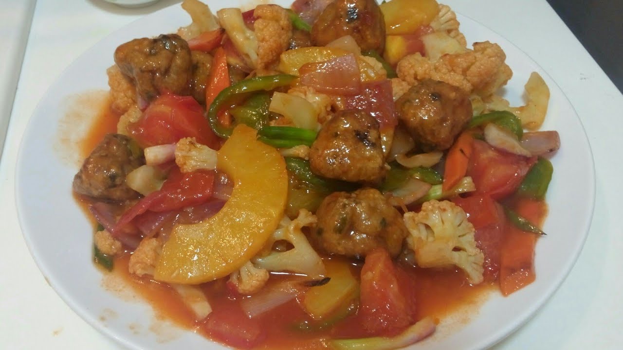 How to cook Vegetarian Sweet and Sour Mince Fish Balls in Cauliflower ...