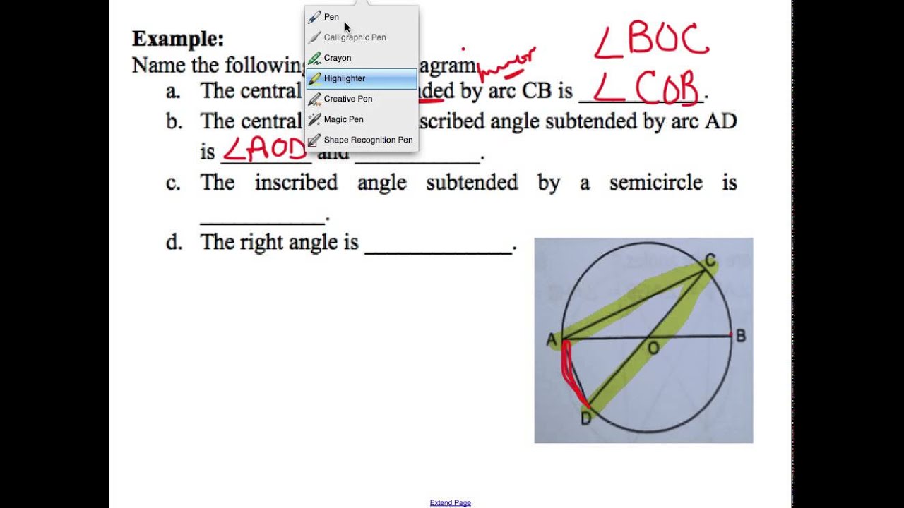Math 9: Unit 8: Lesson 3 Inscribed and Central Angles -- Part 1 - YouTube