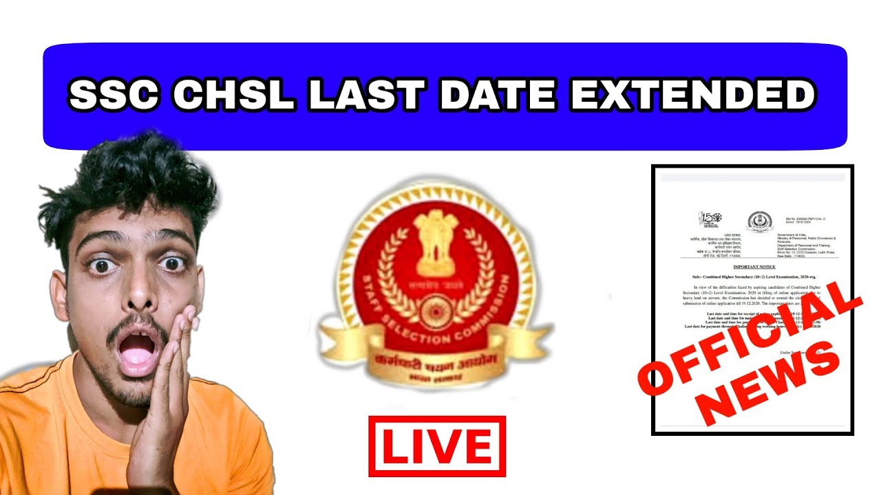 SSC CHSL last date Extended | SSC official news - YouTube