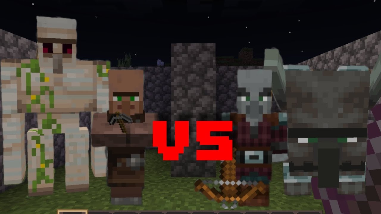 aldeanos y goldens de hierro VS saqueadores y devastadores en Minecraft ...