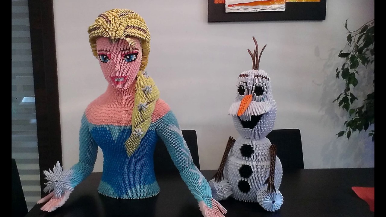 ORIGAMI 3D disney FROZEN PRINCIPESSA ELSA E OLAF by FILIPPO - YouTube