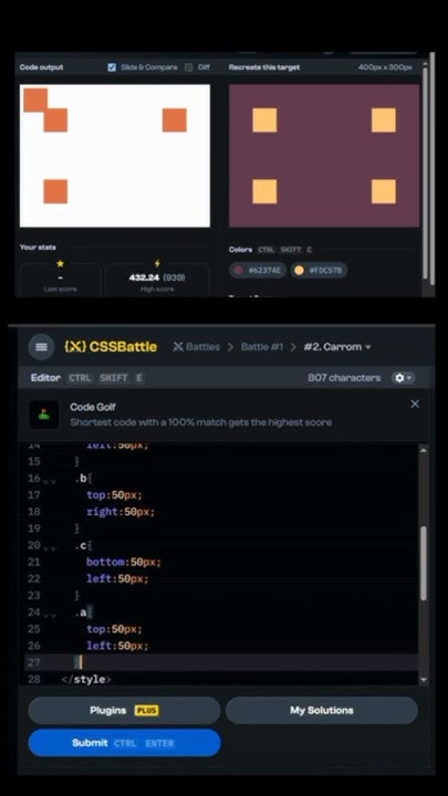CSS Battle Target #2 - Carrom | CSS Shorts Challenge! #shorts #css #coding #frontend #cssbattle ...