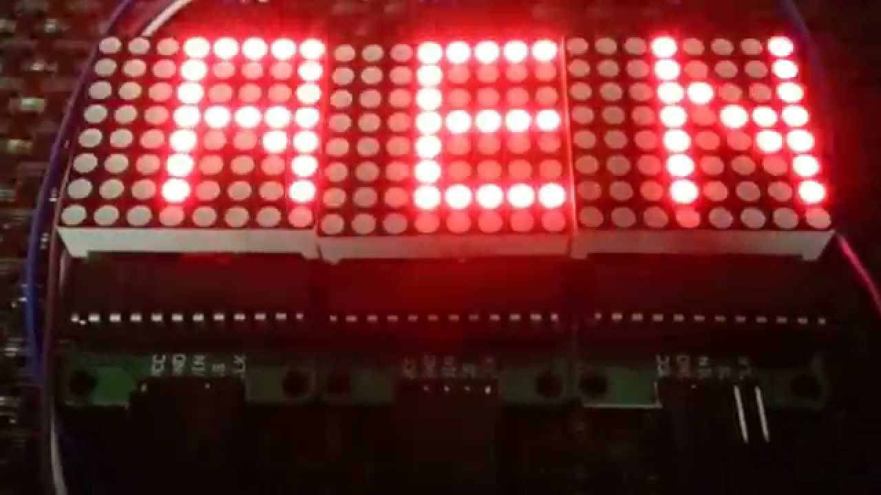 Dot Matrix Scrolling Text with Cascaded MAX7219s and ATTiny13A - YouTube