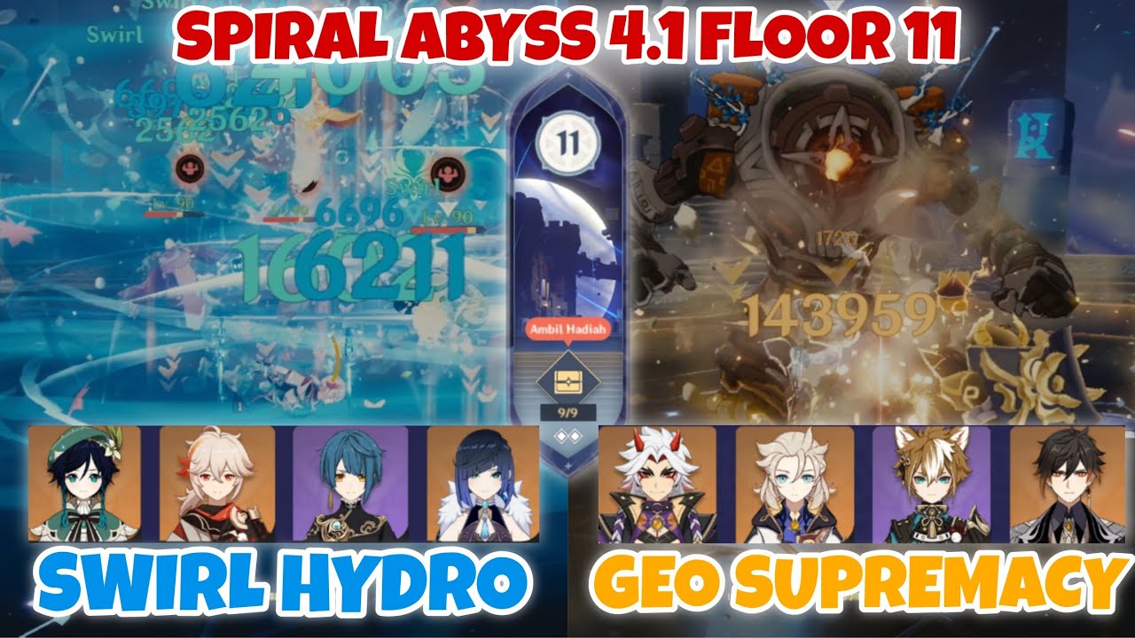 4.1 New Spiral Abyss Floor 11 - Swirl Hydro Ft Geo Supremacy - Genshin ...