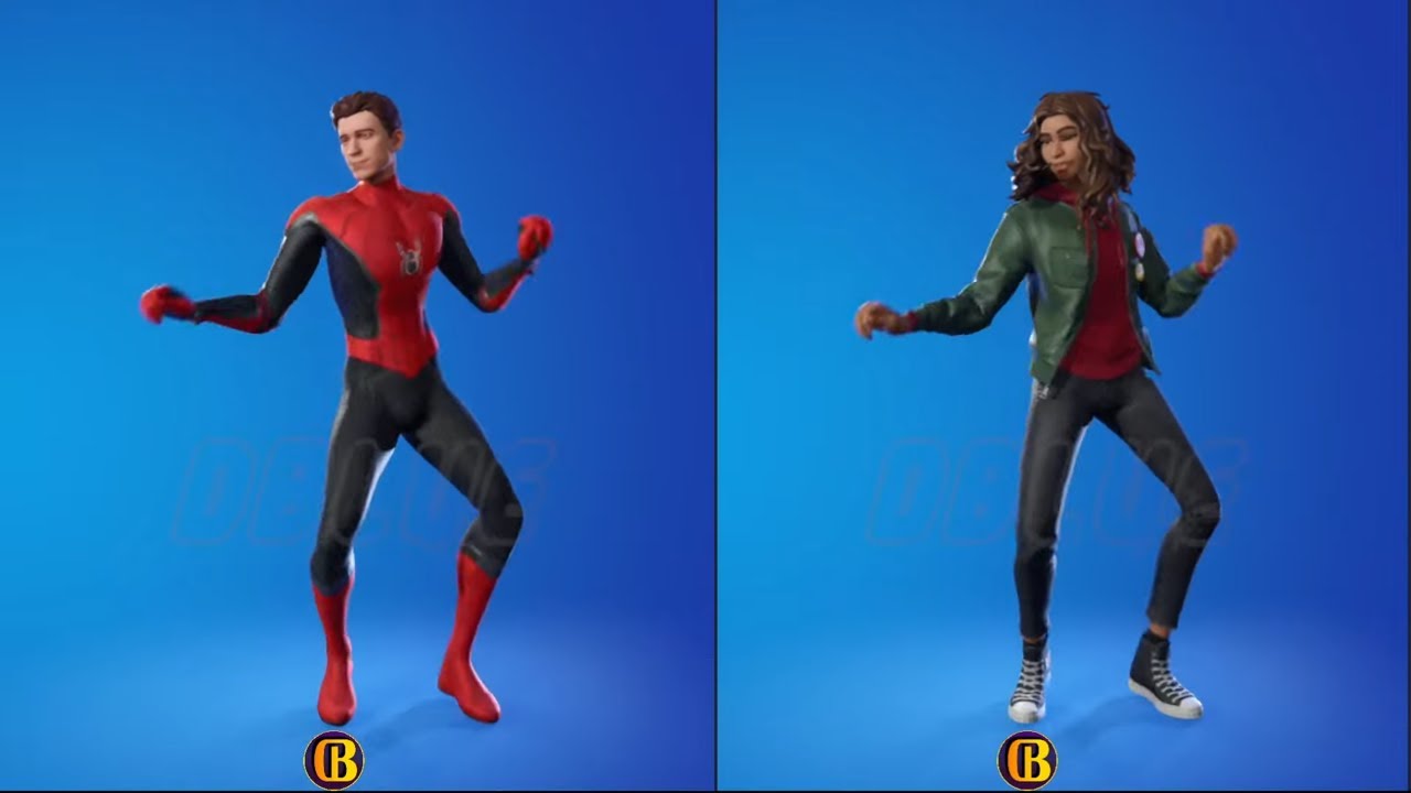 Spider-Man VS MJ (No Way Home) All Fortnite Epic Dances & Emotes ...