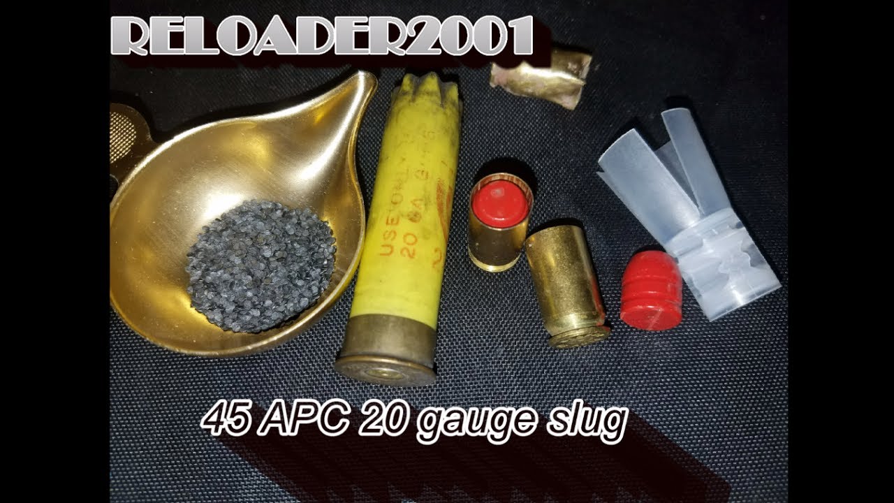 45 ACP 20 gauge slug - YouTube