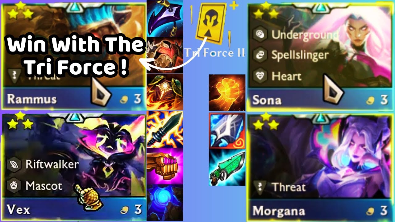 Nihius Tft ⭐⭐⭐ Vex ⭐⭐⭐ Rammus ⭐⭐⭐ Morgana ⭐⭐⭐ Sona With Tri Force