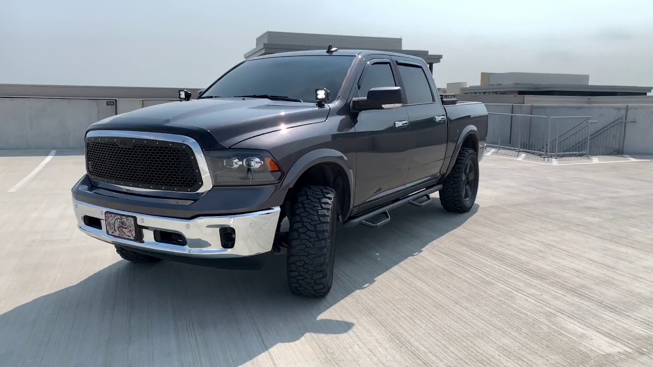 2018 Ram rough country drop steps and rough country X5 pods - YouTube