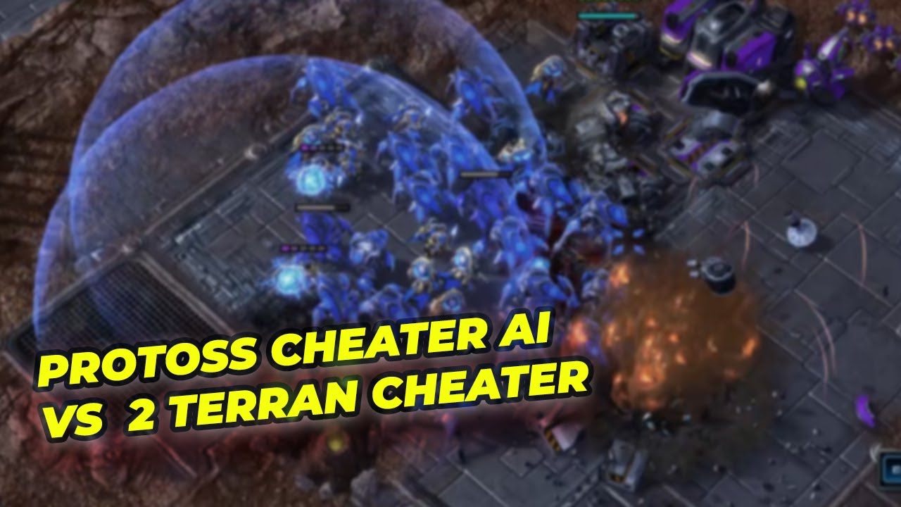 PROTOSS CHEATER AI VS 2 TERRAN CHEATER STARCRAFT 2 - YouTube