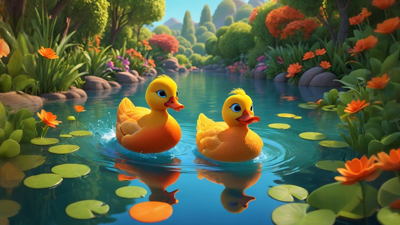 Colorful Ducks in Pond song for kids - YouTube